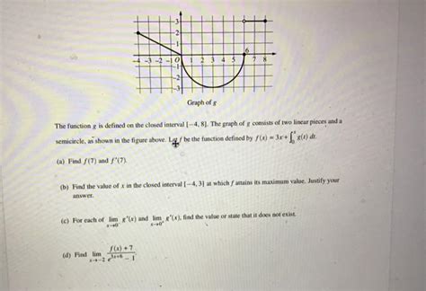 solved 2 16 8 graph of g the function g is defined on the