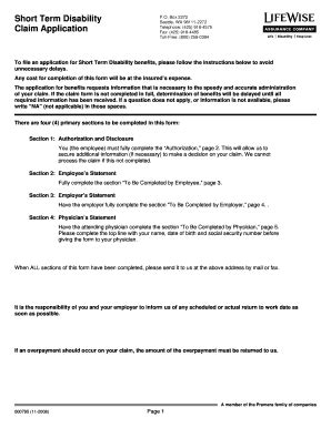 Fillable Online Std Claim Form Pdf Agc Health Plans Nw Fax Email