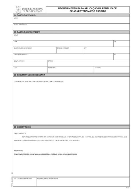 PDF REQUERIMENTO PARA APLICAÇÃO DA PENALIDADE DE portaldeservicos