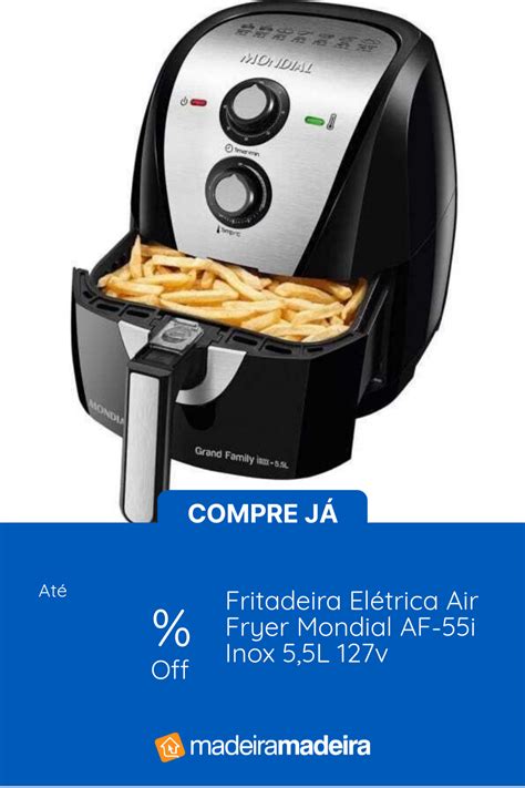 Fritadeira Elétrica Air Fryer Mondial AF 55i Inox 5 5L 127v