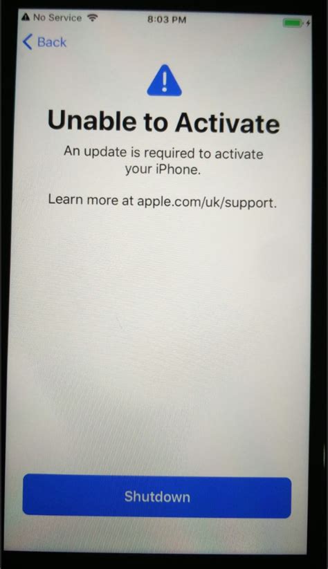 Unable To Activate An Update Is Require Apple Community