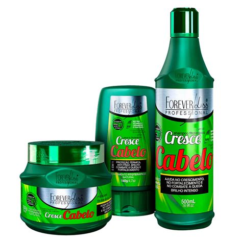 Kit Forever Liss Cresce Cabelo Shampoo Máscara 250g Leave in