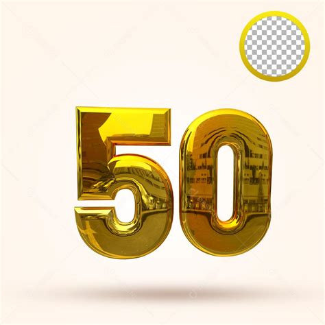 Número 3D 50 Dourado Elemento Para Composição PSD download Designi