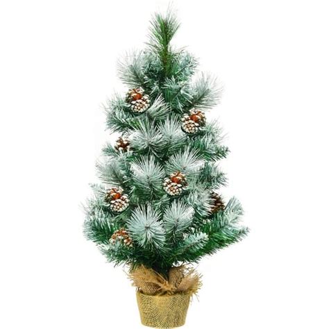 Mini Sapin De Noël Artificiel 60 Cm Avec Pommes De Pin Petit Arbre De