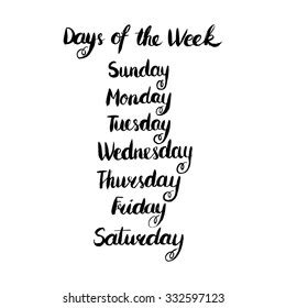 Handwritten Days Week Monday Tuesday Wednesday Stock Vector Royalty