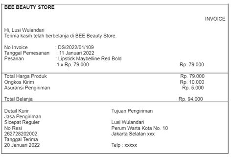 Contoh Invoice Pembayaran Jenis Lengkap Bersama Contohnya