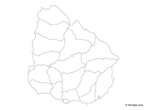 Outline Map Of Uruguay With Departments Free Vector Maps