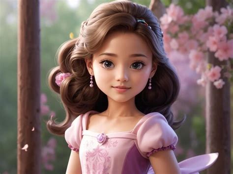 Personaje De Dibujos Animados Hermosa Princesa Linda Chica Foto Premium