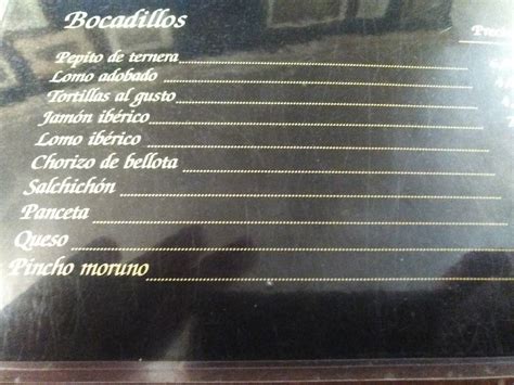 Carta de Restaurante Asador Joaquín Calzada de Valdunciel