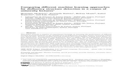 comparing different machine learning approaches for disfluency structure detection in a corpus