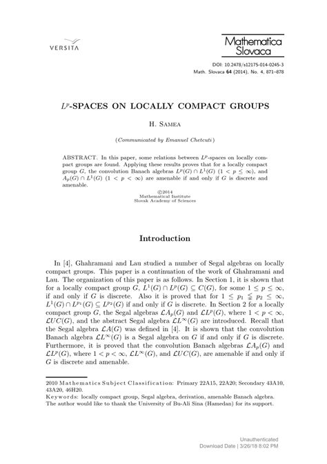 pdf l p spaces on locally compact groups