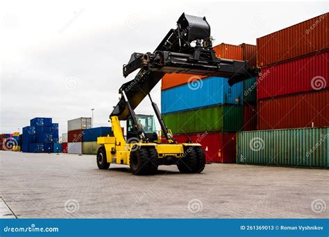 Forklift Handling Cargo Container Freight Container Loading Stock