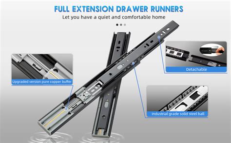 AOLISHENG 1 Pair Soft Close Drawer Runners 300 350 400 450 500 550