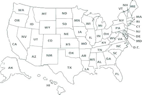 Printable Color Map Of The United States