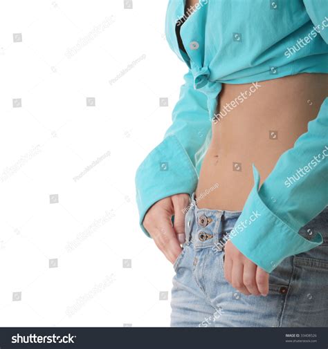 Sexy Fit Woman Jeans Naked Stomach Stock Photo 33408526 Shutterstock