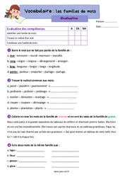 Evaluation Familles De Mots Ce Bilan Et Controle Corrig Pdf