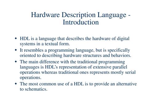 ppt hardware description language introduction powerpoint presentation id 661923
