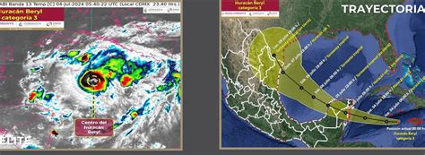 Huracán Beryl se debilita a categoría 3 continúa su trayectoria hacia