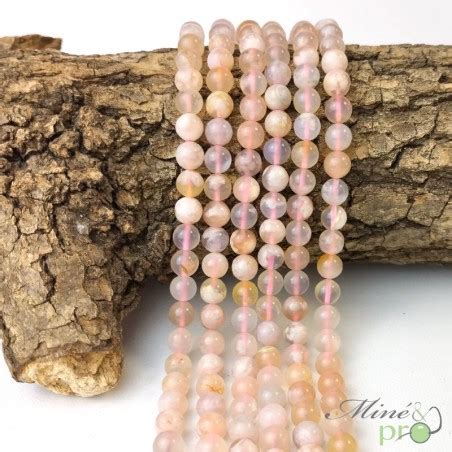 Agate Fleur De Cerisier En Perles Rondes 6mm Fil Complet Mine Pro