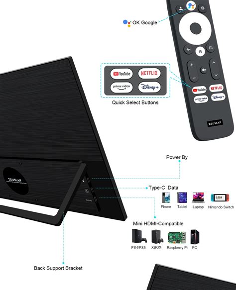 Buy ZEUSLAP Z18TV Pro Smart Portable Monitor 18 5 With Google TV Touch