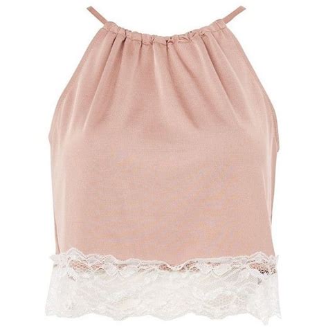 Women S Topshop Satin Lace Halter Pajama Top Liked On Polyvore