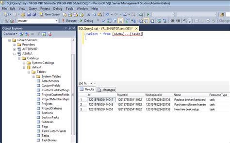 Connecting SQL Server Management Studio To Asana Via ODBC Driver