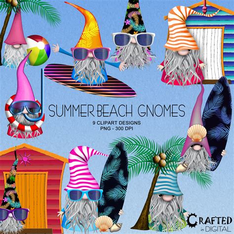 Beach Gnomes Summer Clipart Collection Etsy UK