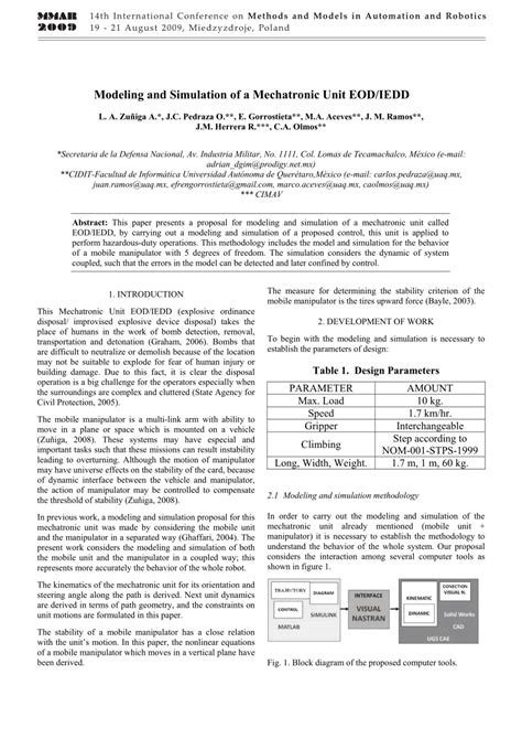 pdf modeling and simulation of a mechatronic unit eod iedd