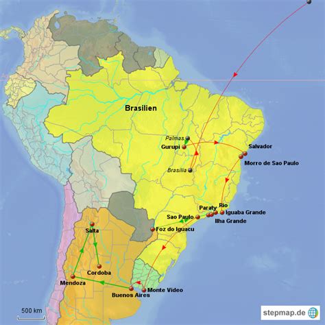 Stepmap Suedamerika Trip Landkarte F R S Damerika