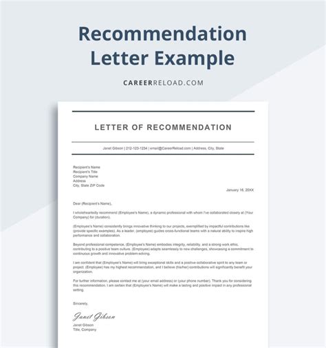 Example Recommendation Letter For An Employee