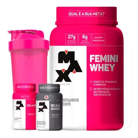 Combo Mulher Whey Protein Bcaa Colageno Max Titanium Entrega grátis