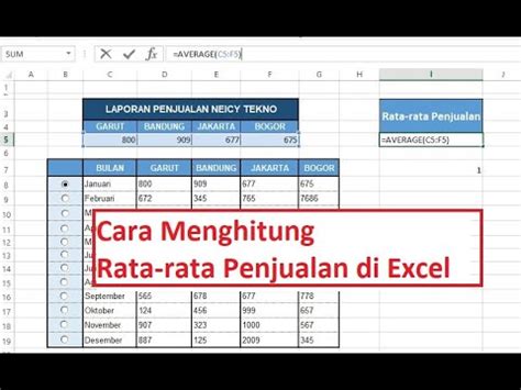 Cara Menghitung Rata Rata Penjualan Per Bulan Di Excel YouTube