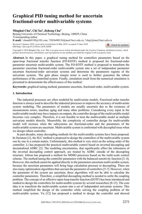 pdf graphical pid tuning method for uncertain fractional order multivariable systems