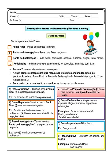 Tipos De Frases Atividade