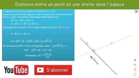 Distance Entre Un Point Et Une Droite Dans L Espace Produit Vectoriel