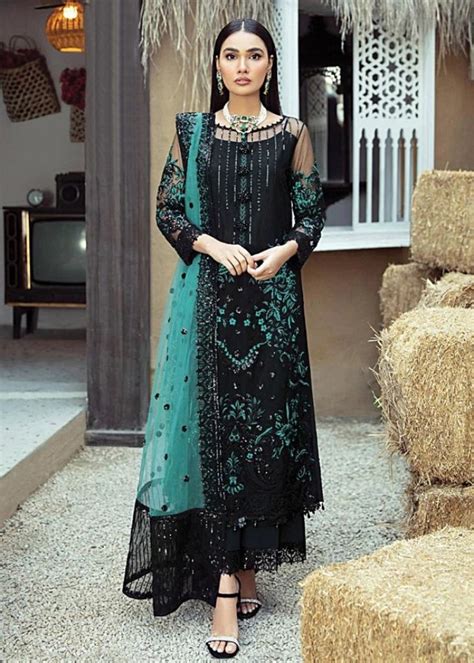 Heavy Faux Georgette With Embroidery Sequence Work Pakistani Suit Black
