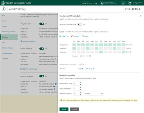 Specifying Monthly Schedule Veeam Backup For Aws Guide