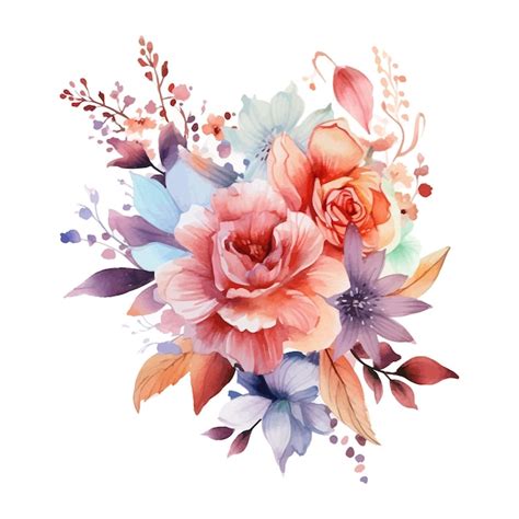 Premium Vector Watercolor Flower Bouquet Clipart Floral Boho