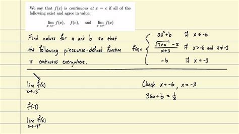 calculus example of how to make a function continuous everywhere mov youtube