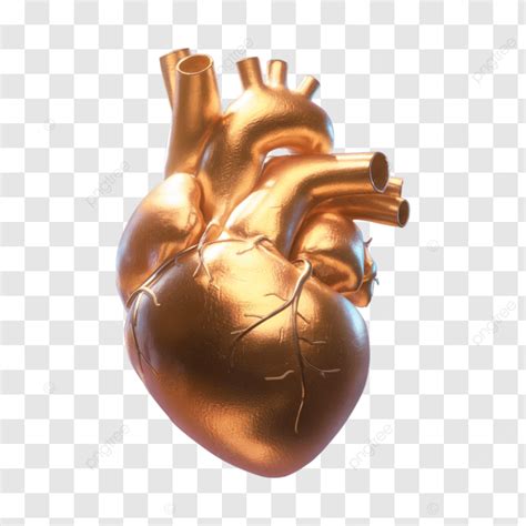 A Stunning 3d Render Of Human Golden Heart On White Golden Heart Human
