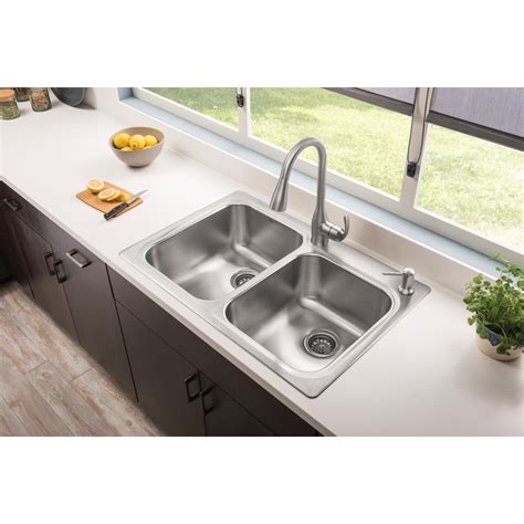 Shop Moen Kelsa 22 In X 33 In Stainless Steel Double Basin Drop In Or