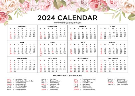Mini Printable Calendar 2024