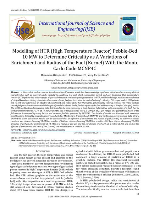 pdf modelling of htr high temperature reactor pebble bed 10 mw to determine criticality as a
