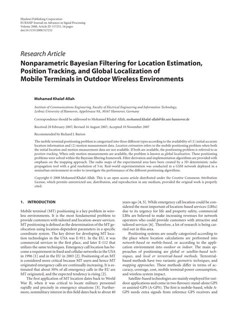 pdf nonparametric bayesian filtering for location estimation position tracking and global
