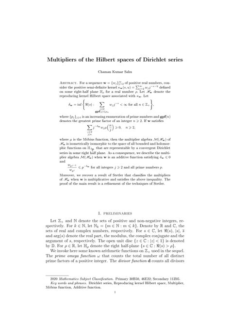 pdf multipliers of the hilbert spaces of dirichlet series