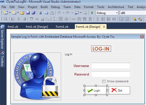 Login Form Using Visual Basic 2010 With Embbeded Database Microsoft