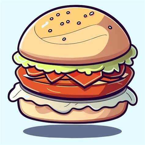 Hamburguesa Dibujada A Mano Plana Con Estilo Adhesivo De Dibujos
