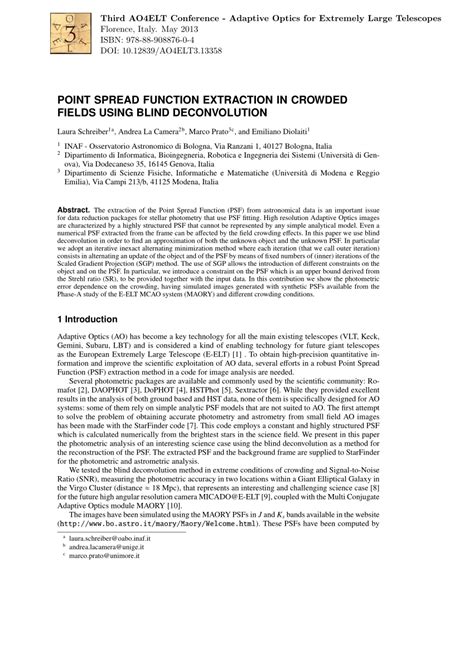 pdf point spread function extraction in crowded fields using blind deconvolution