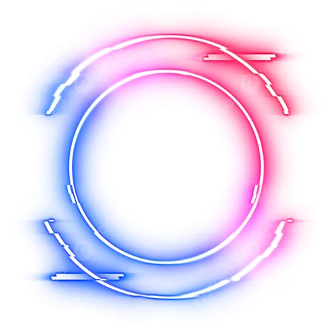 Cyber Neón Borde Círculo Marco Rojo Rosa Azul PNG Frontera De Neón