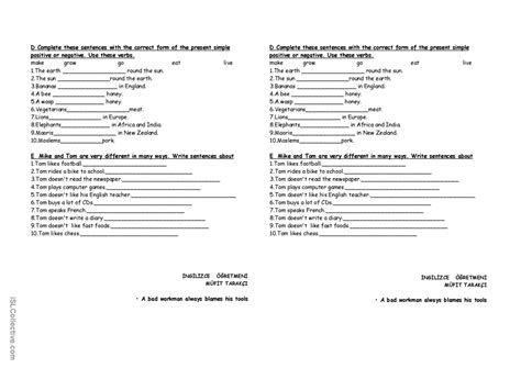 S Mple Present Tense English Esl Worksheets Pdf Doc